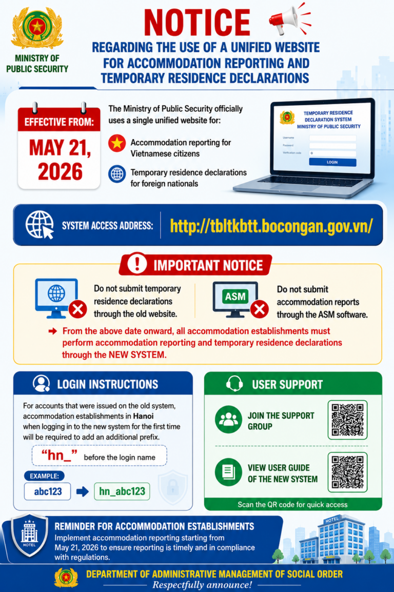 Temporary Residence Declaration for Foreigners in Vietnam: New Online ...